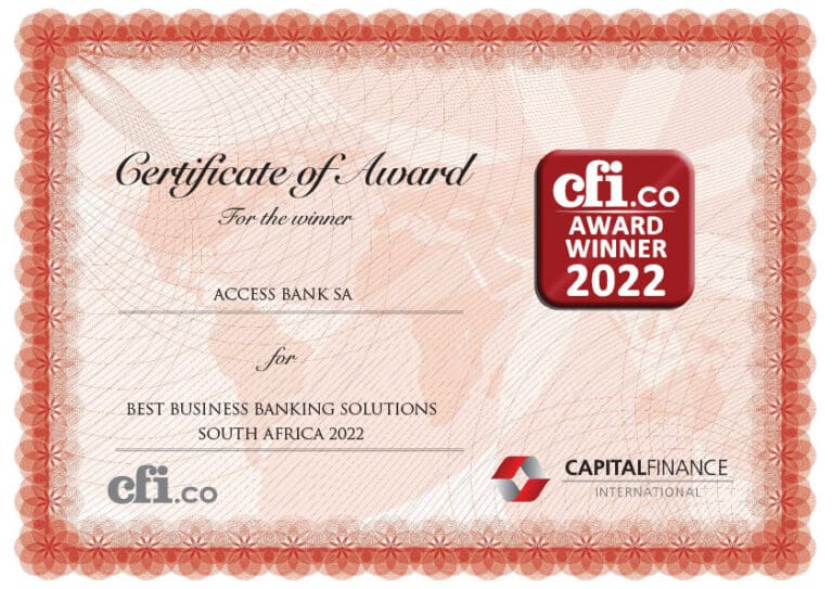 Access Bank Wins Best Business Banking Award in SA