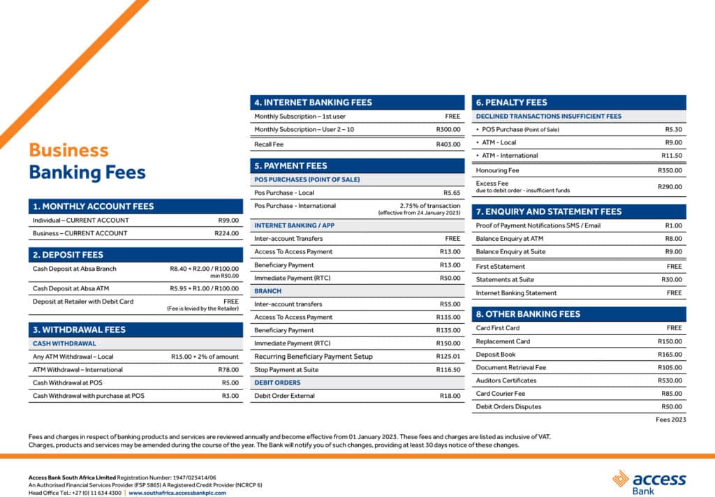 Rates & Fees - Access Bank South Africa