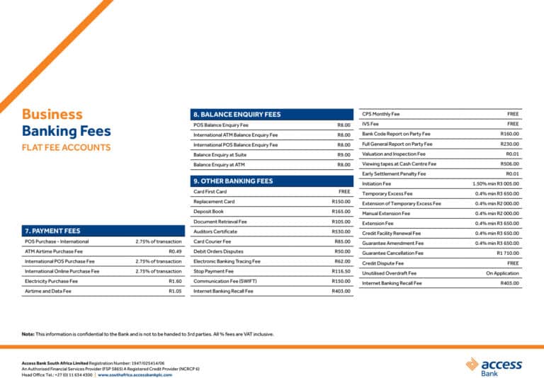 Rates & Fees - Access Bank South Africa